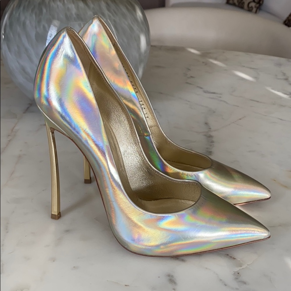 Casedi Gold Iridescent Stiletto Heels - Gem